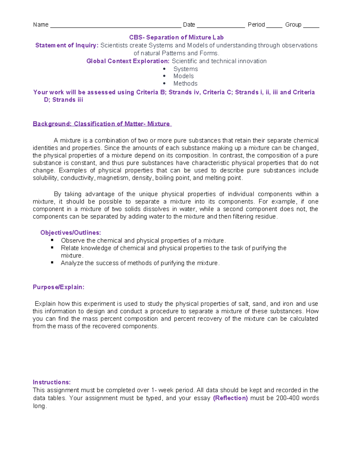 Separation of Mixture - Global Context Exploration: Scientific and ...