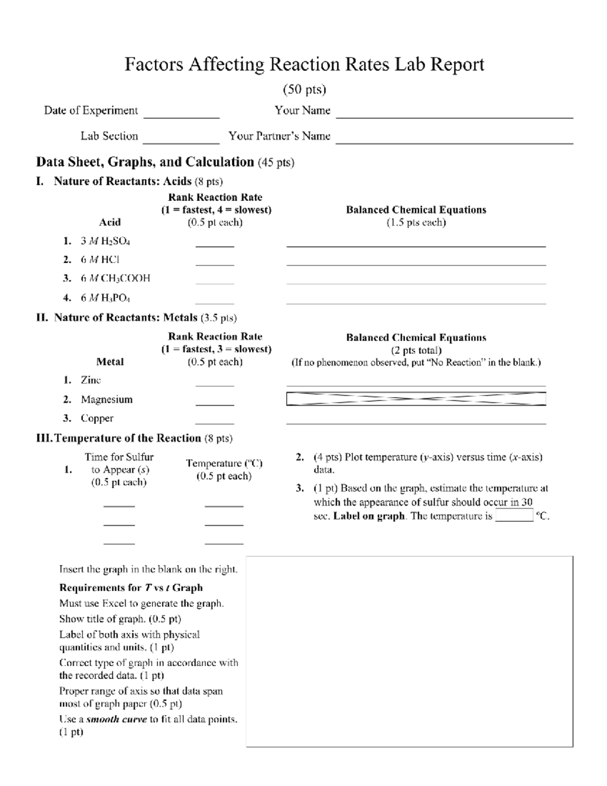 Factors Affecting Reaction Rates Lab Report (CHEM 101) - Studocu