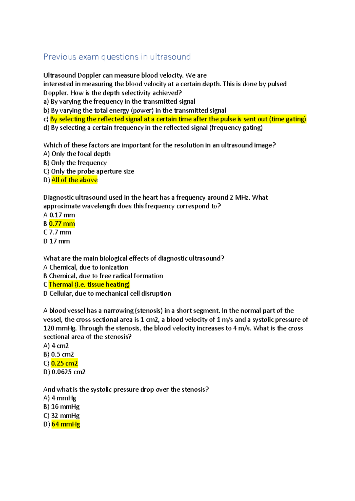 Ultrasound Exam Q&A: Key Concepts and Answers for 2023 Exam Prep - Studocu