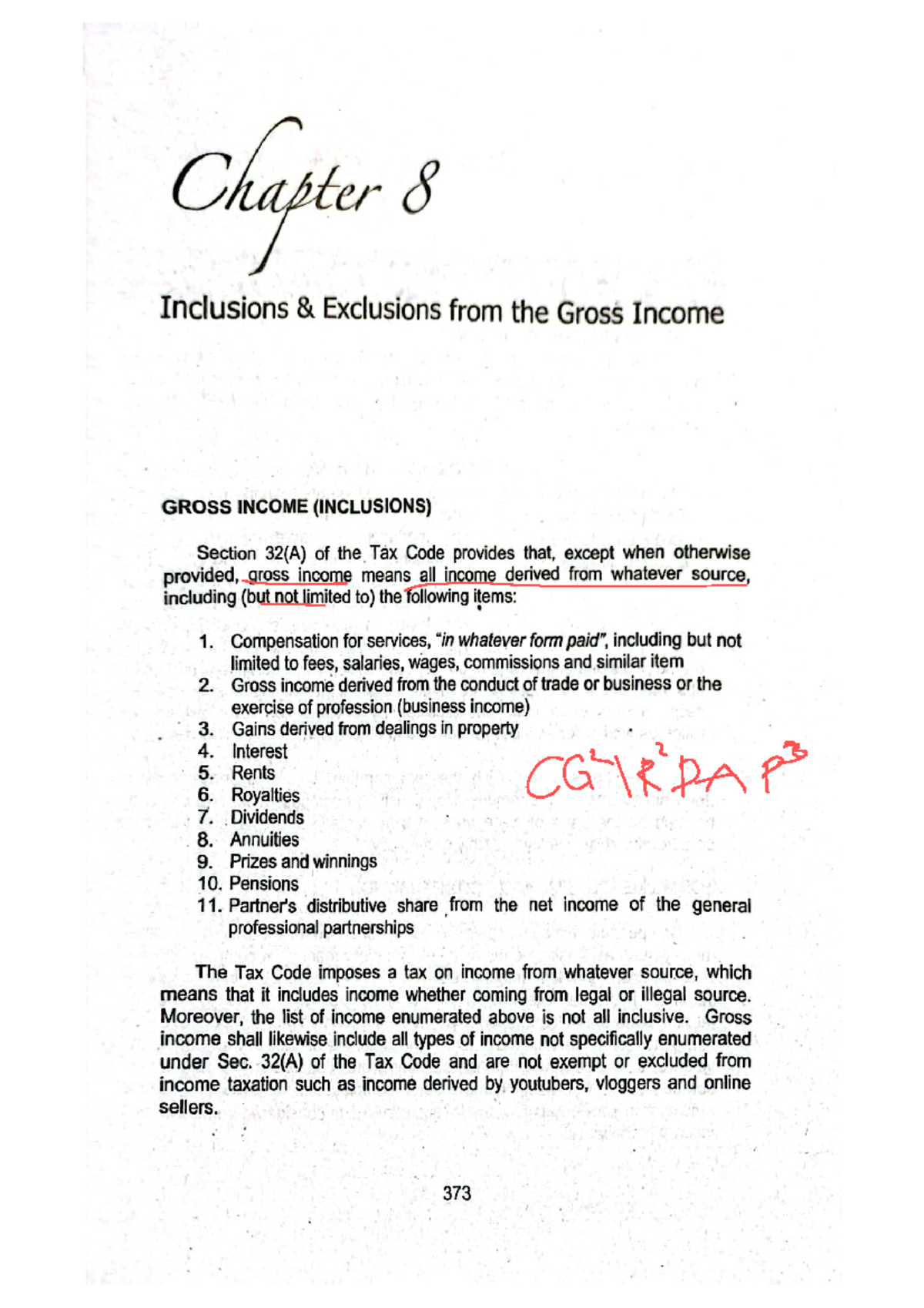Chapter 8: Inclusions and Exclusions from Gross Income (Tax Code Sec ...
