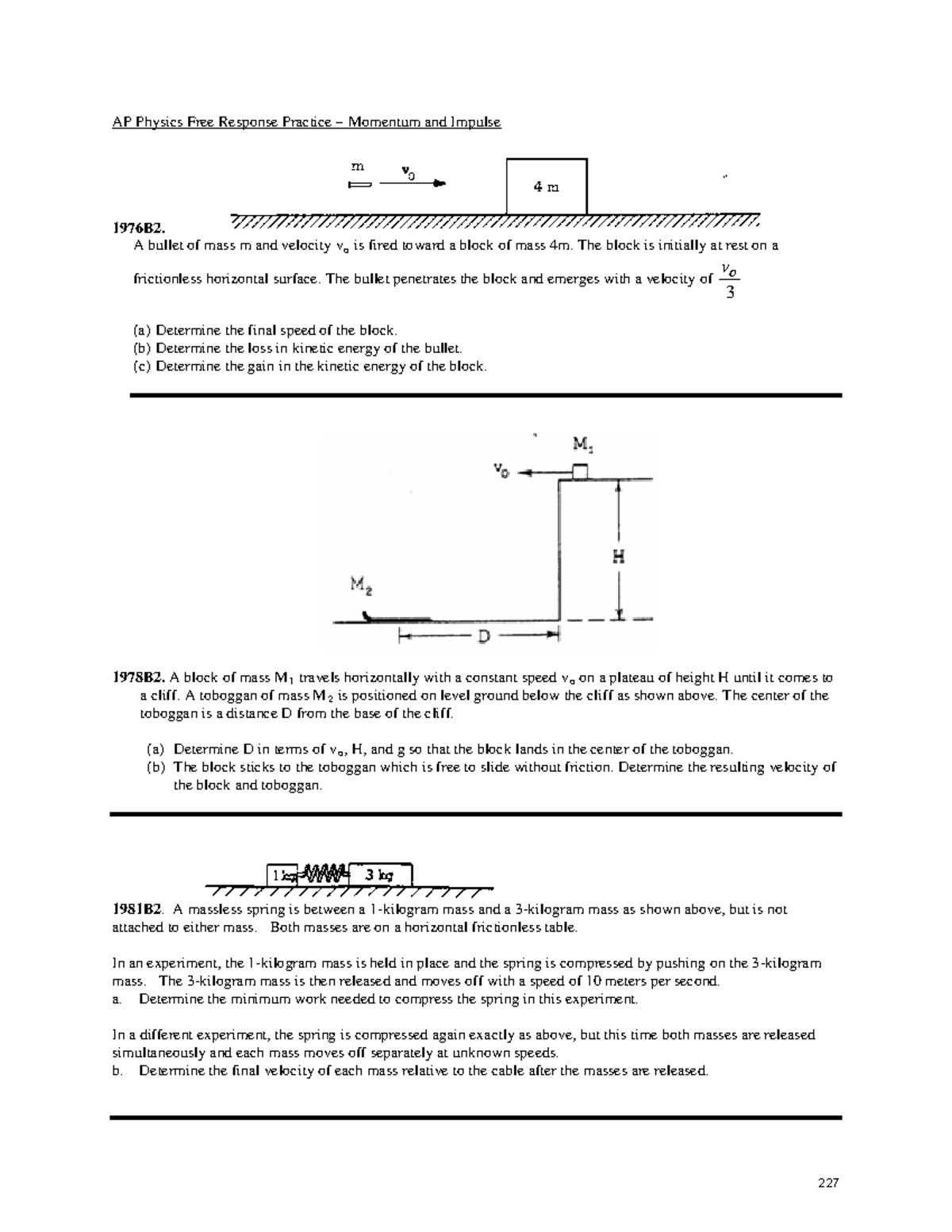 5b momentum fr - AP Physics Free Response Practice – Momentum and ...