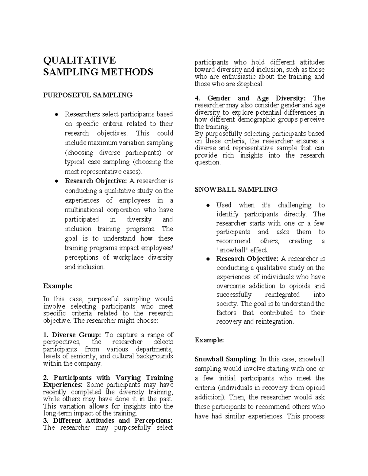 SW 311 Reviewer: Qualitative Sampling Methods Explained - Studocu