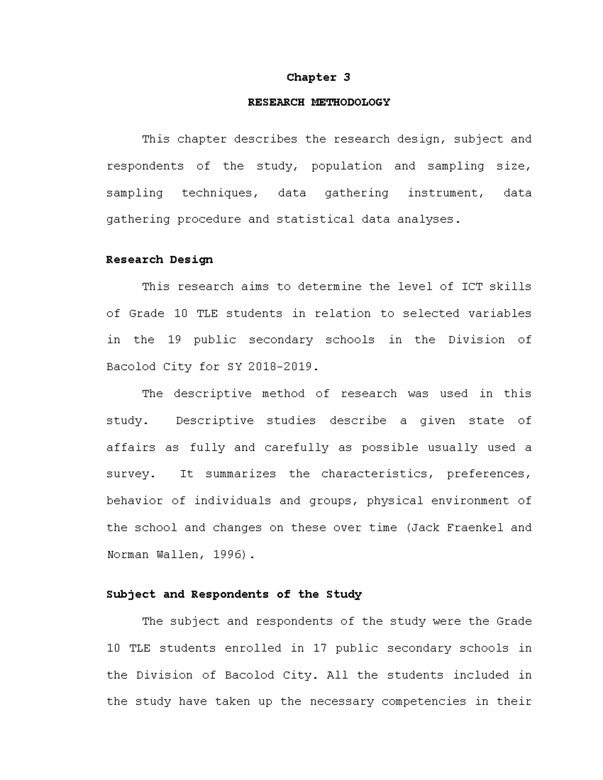 Chapter-3sample research - Chapter 3 RESEARCH METHODOLOGY This chapter ...