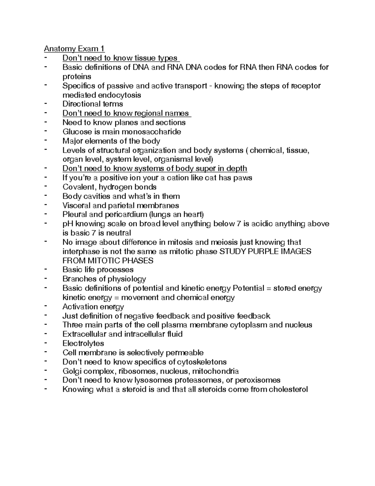 Anatomy Exam 1 Study Guide: Key Concepts & Definitions - Studocu