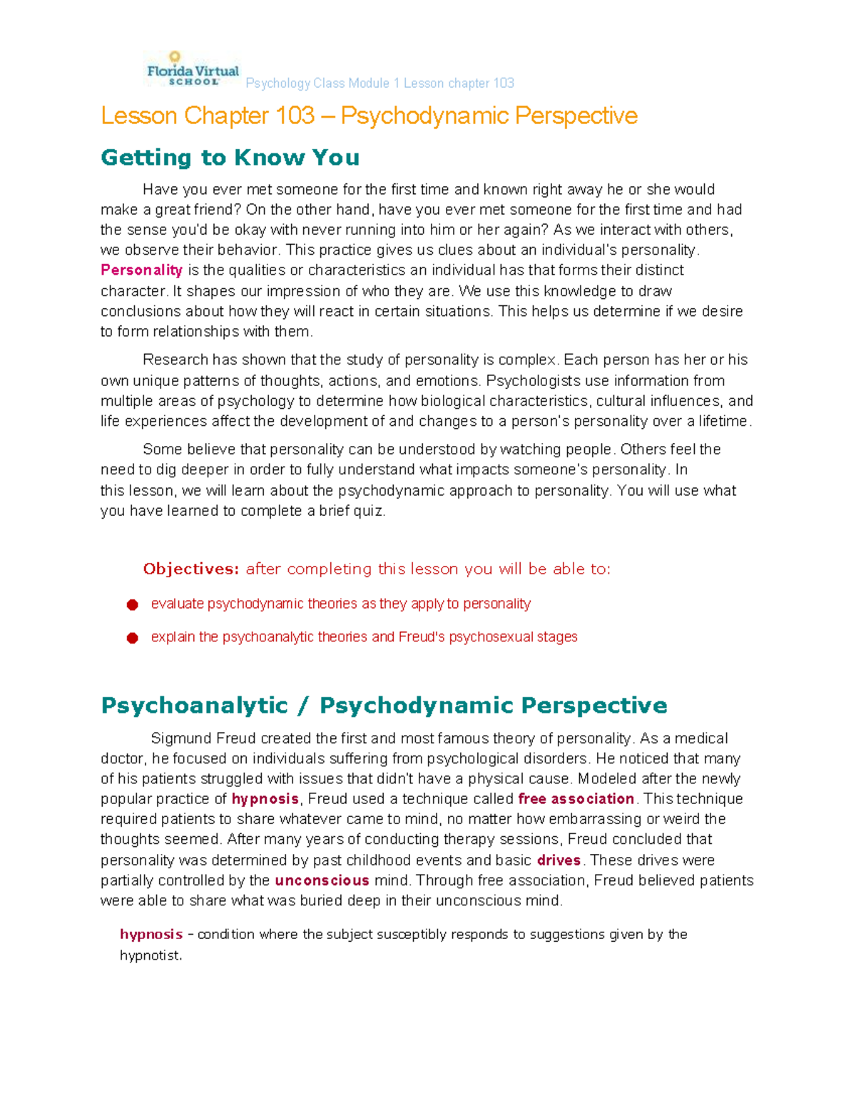 103Lesson Textv 22 - lesson text. - Lesson Chapter 103 – Psychodynamic ...