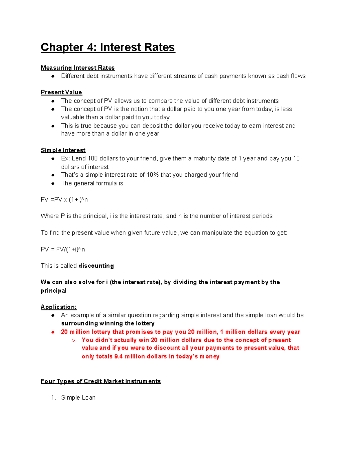 Final Exam S.A. Notes - Chapter 4: Interest Rates Measuring Interest ...