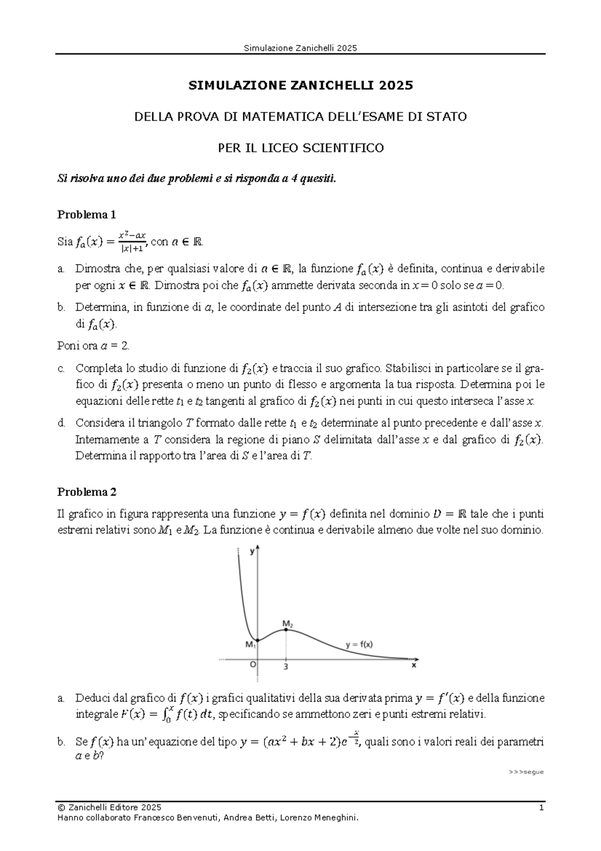 Simulazione Zanichelli 2025: Prova di Matematica Liceo Scientifico ...