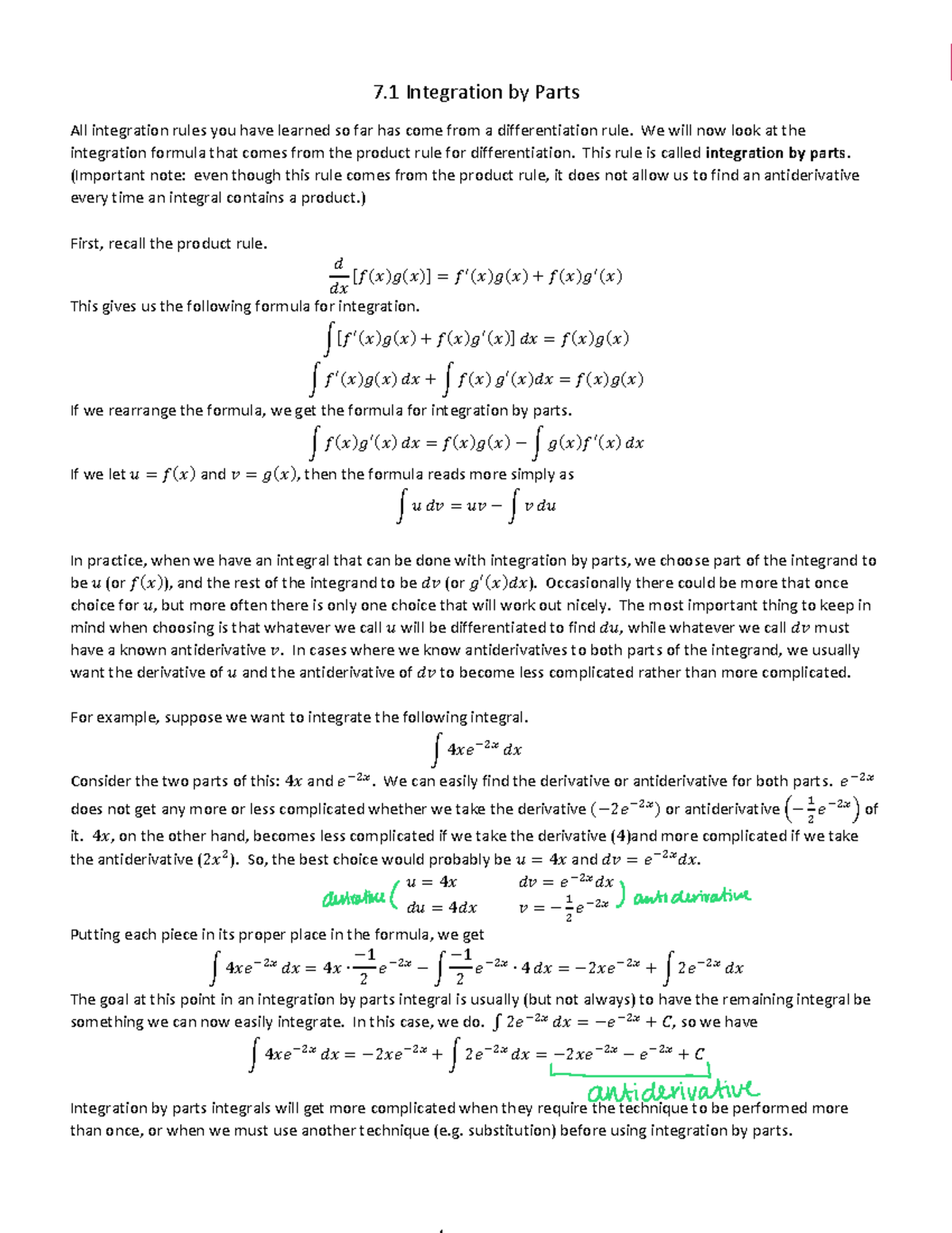 Integration Techniques: Parts, Trig Substitution & Partial Fractions ...
