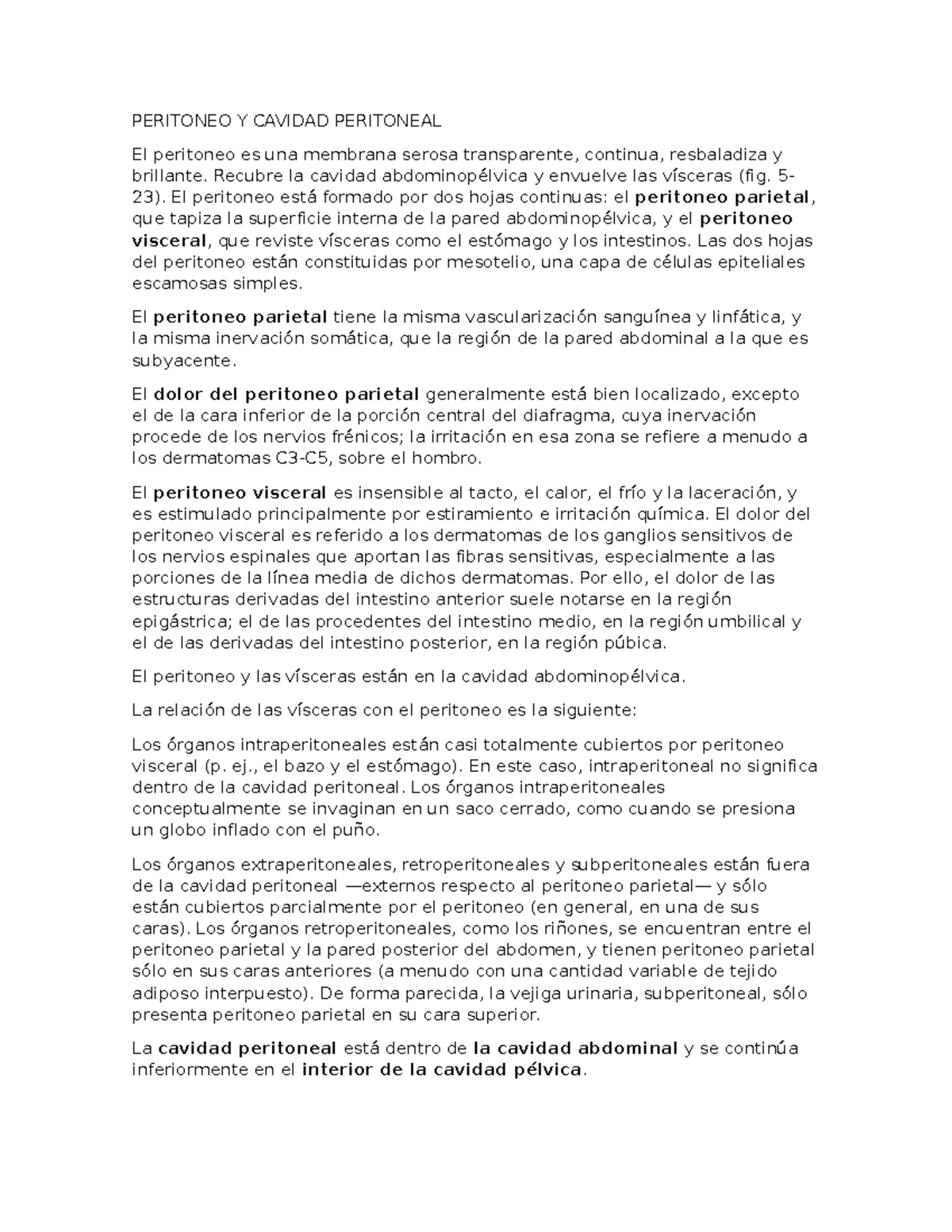 Anatomía del Peritoneo y Cavidad Peritoneal - 104958 - Studocu