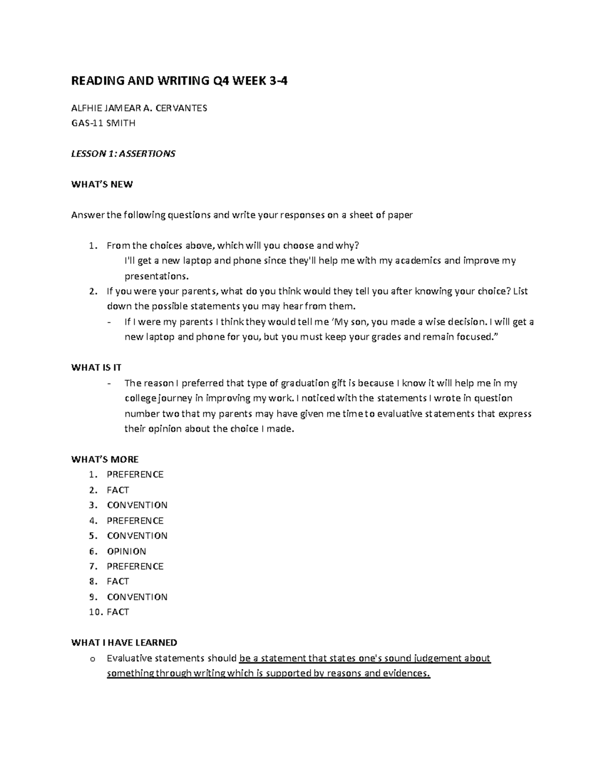 Reading AND Writing Q4 WEEK 3 4 - READING AND WRITING Q4 WEEK 3- ALFHIE ...