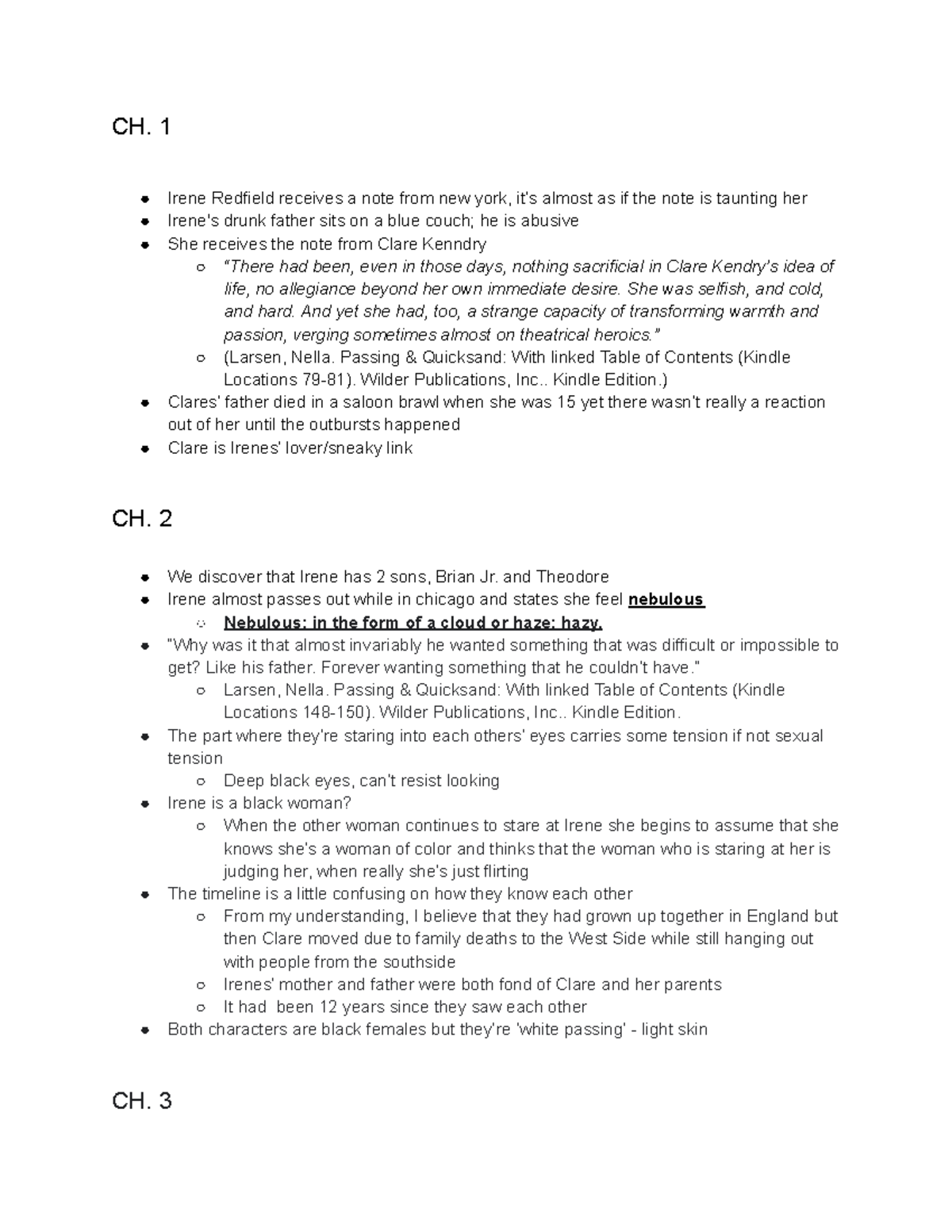 Passing - PT. 1 - Class Discussion Notes on Nella Larsen's "Passing ...