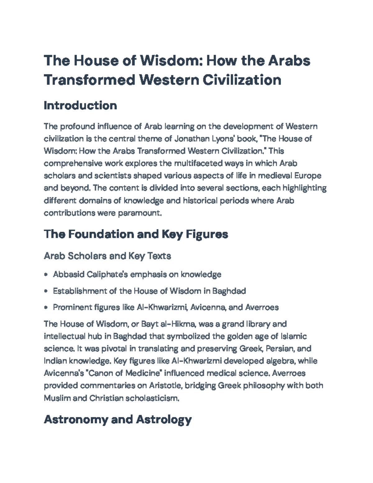 The House of Wisdom: Arab Contributions to Western Civilization - The ...