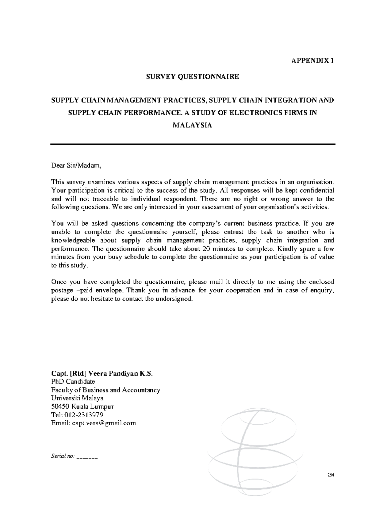 APDX - Survey on SCM Practices, Integration & Performance in Electronics - Studocu