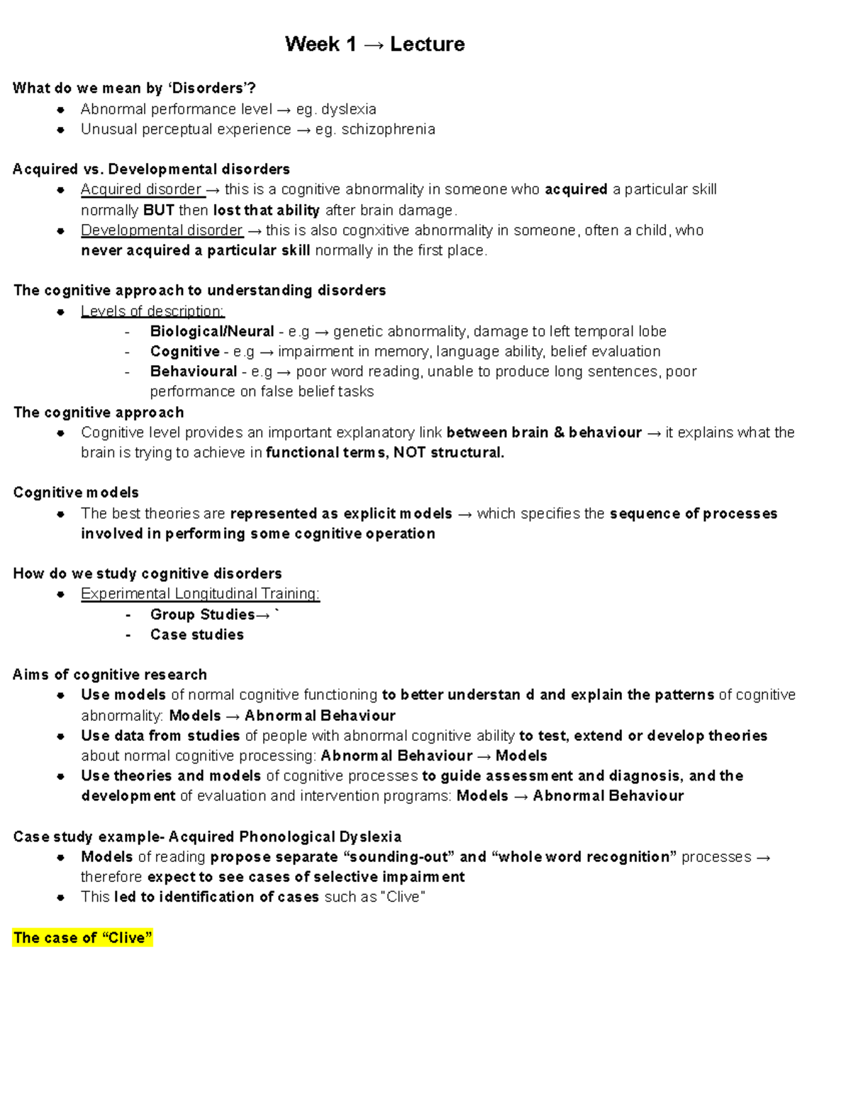 COGS1010 Delusions and Disorders of the Mind and Brain - Week 1 → Lecture What do we mean by ...