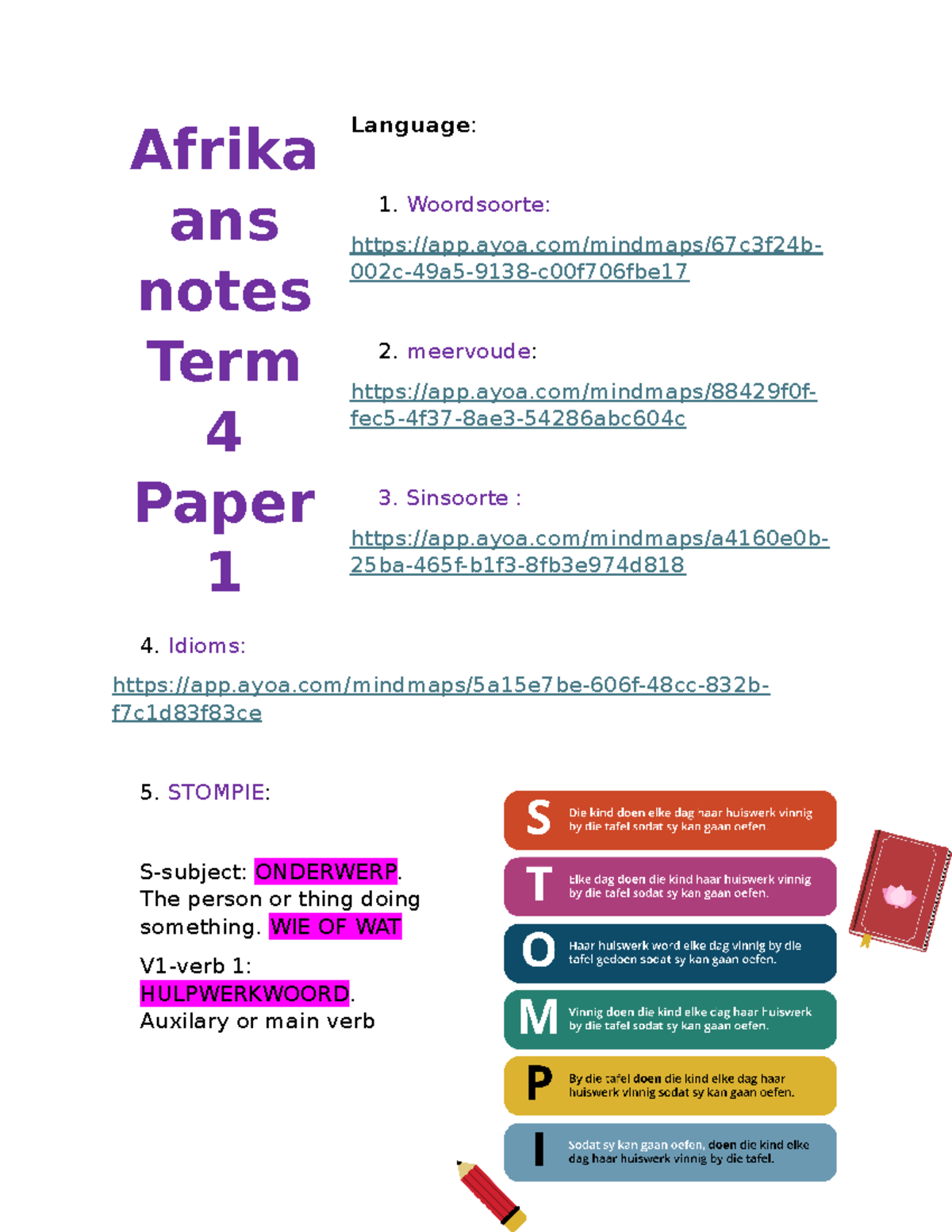 Afrikaans Notes Term 4: Study Guide for Paper 1 Exam - Studocu