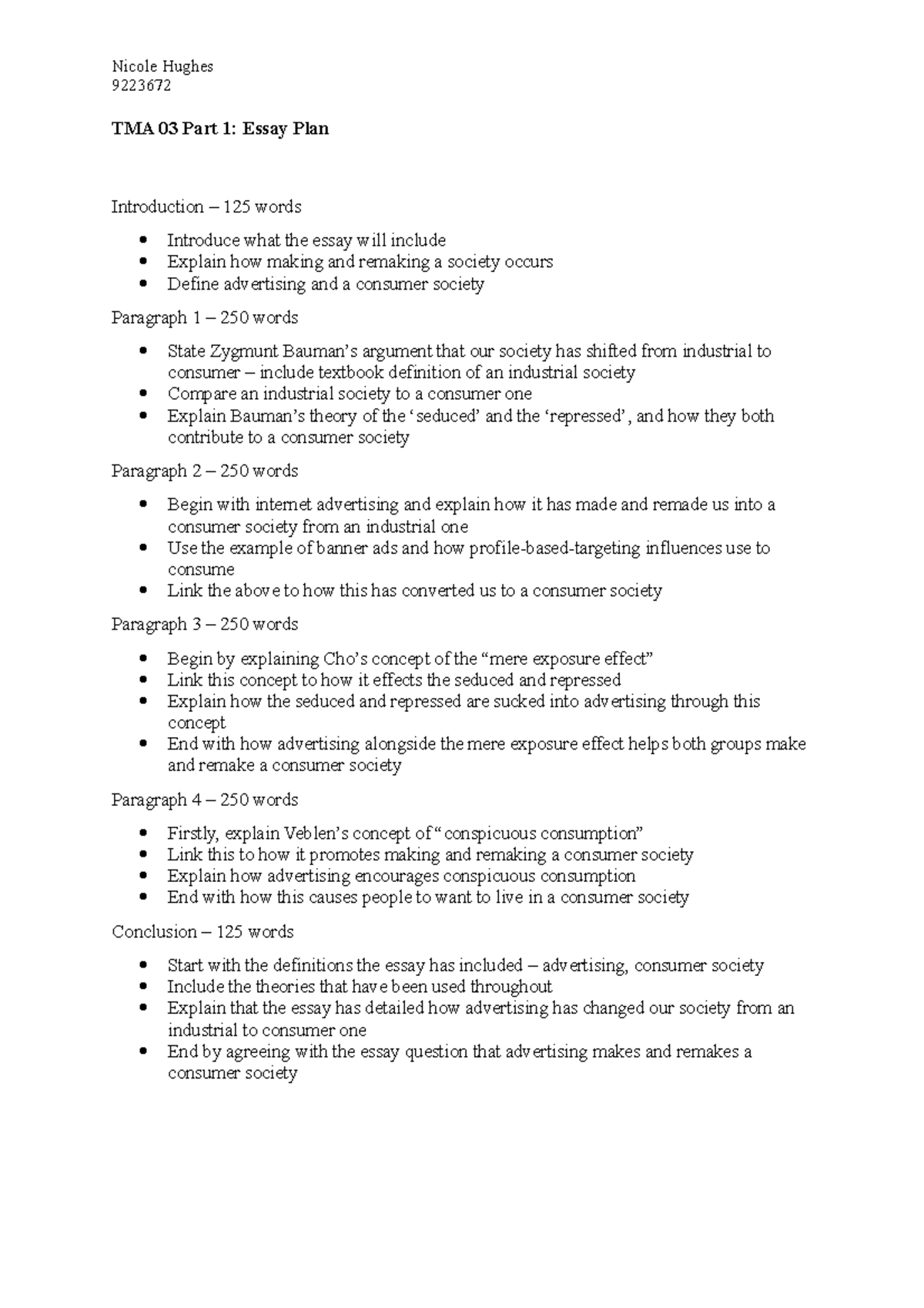 DD102 TMA 03 Nicole Hughes - 9223672 TMA 03 Part 1: Essay Plan Introduction – 125 words ...