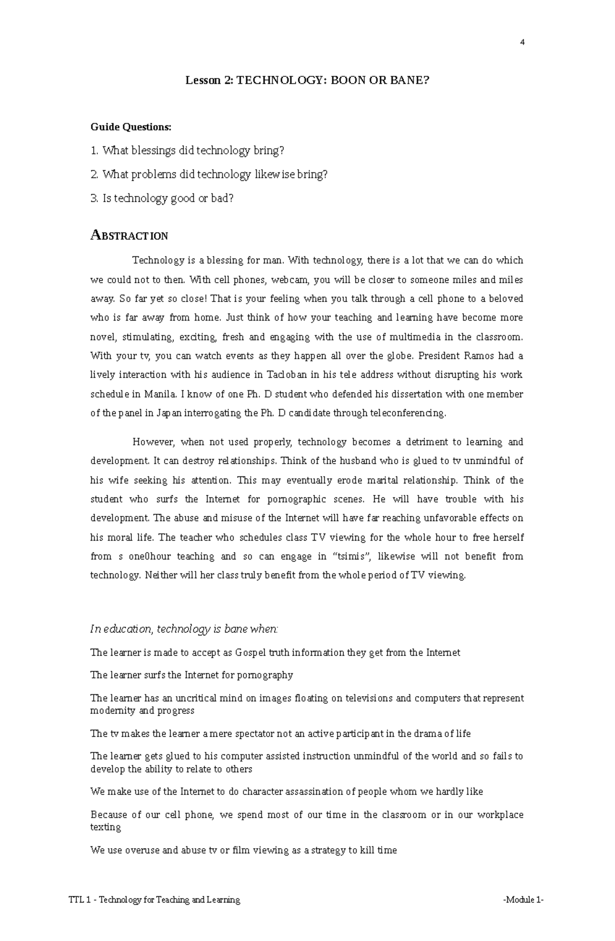 Technology: Boon or Bane? Analyzing its Impact on Learning - Studocu