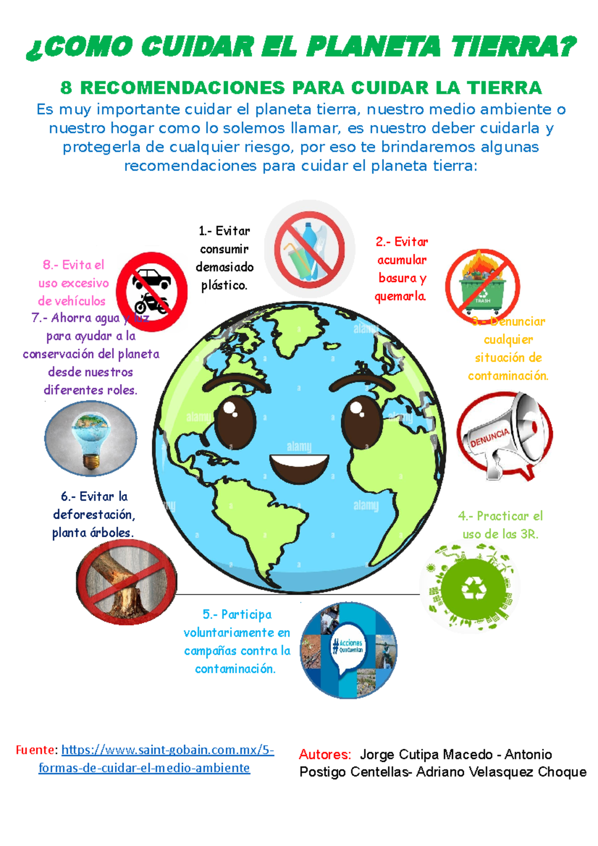 Infografia - Recomendaciones para cuidar el planeta tierra - ¿COMO CUIDAR EL PLANETA TIERRA? 8 ...