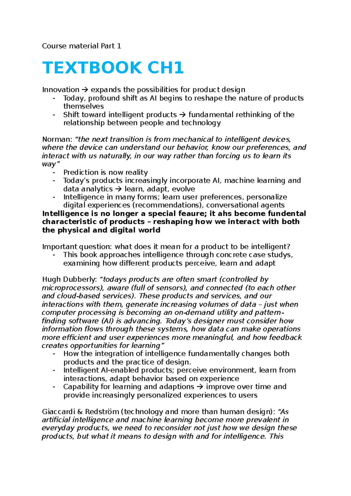 Course Material Part 1 - Textbook Chapter 1: Intelligent Product Design ...