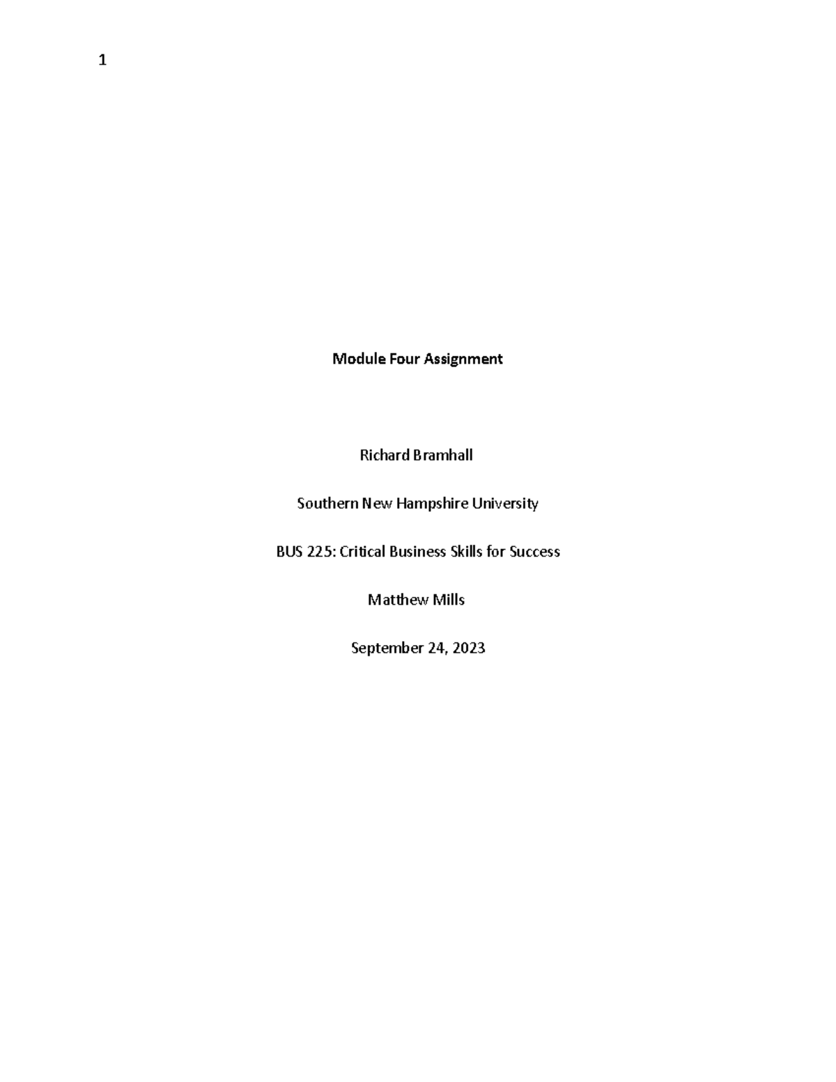 BUS225 Module Four Assignment Bramhall - Module Four Assignment Richard ...
