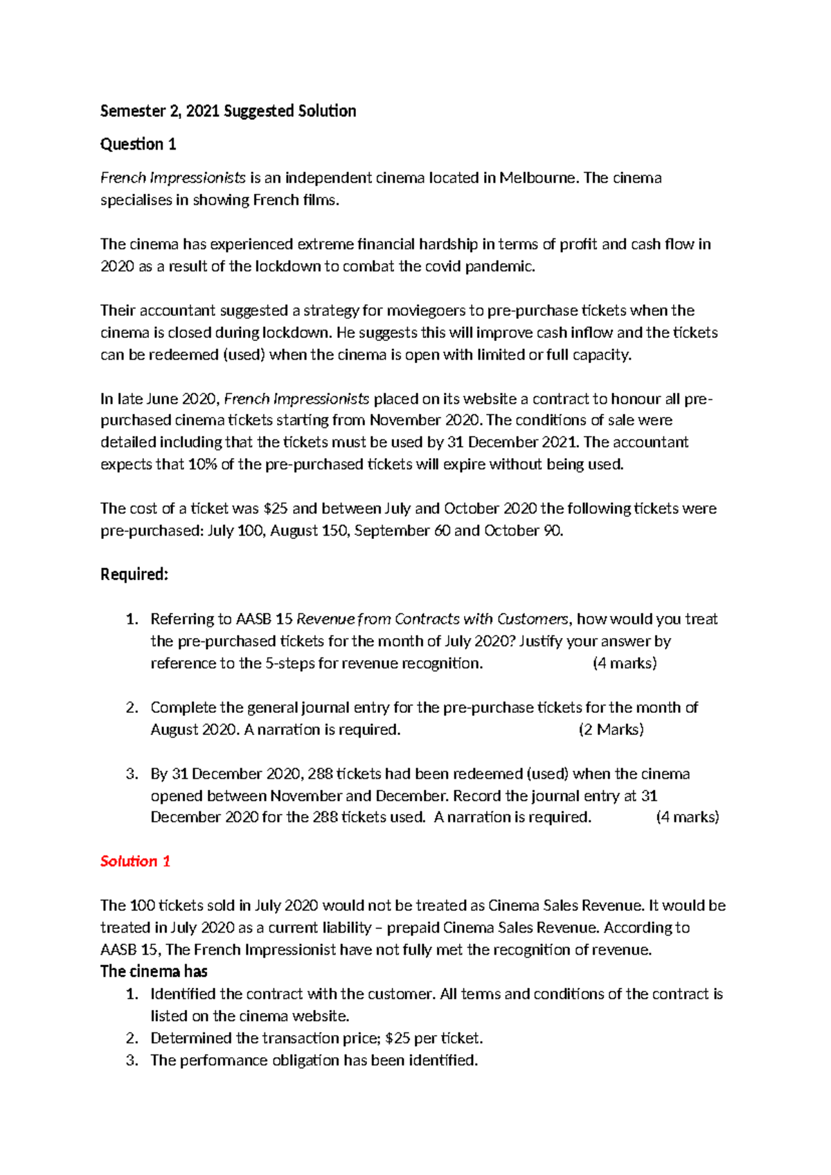 ACCT10002 2021 SM2 Exam Solutions & Analysis of Financial Statements ...