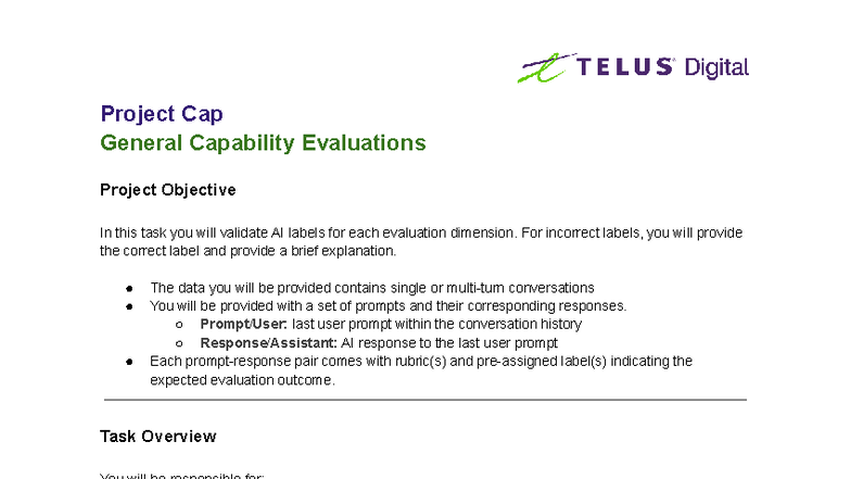 Project Cap - Guidelines - Project Cap General Capability Evaluations ...