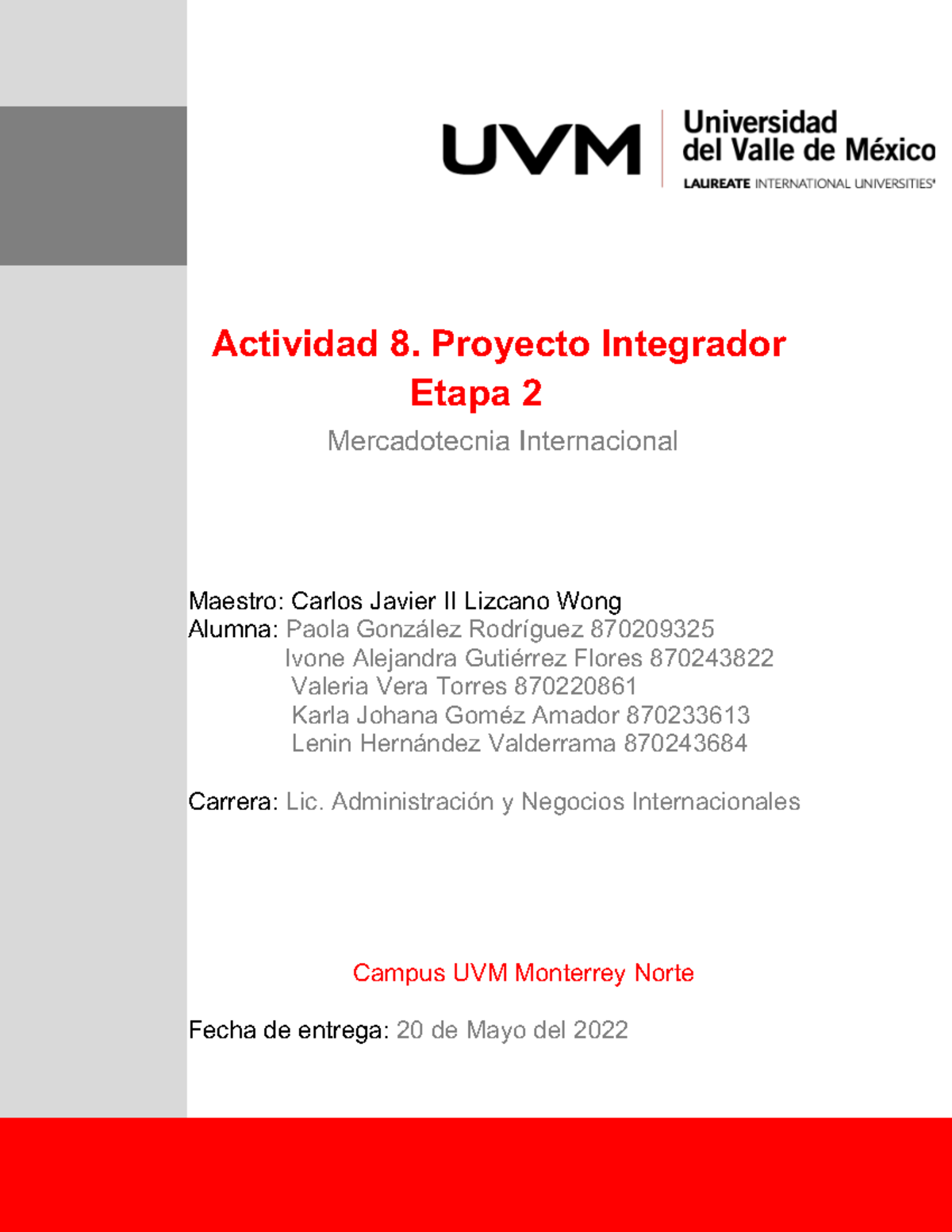 Etapa 2- Proyecto Integrador- Merca - Actividad 8. Proyecto Integrador Etapa 2 Mercadotecnia ...