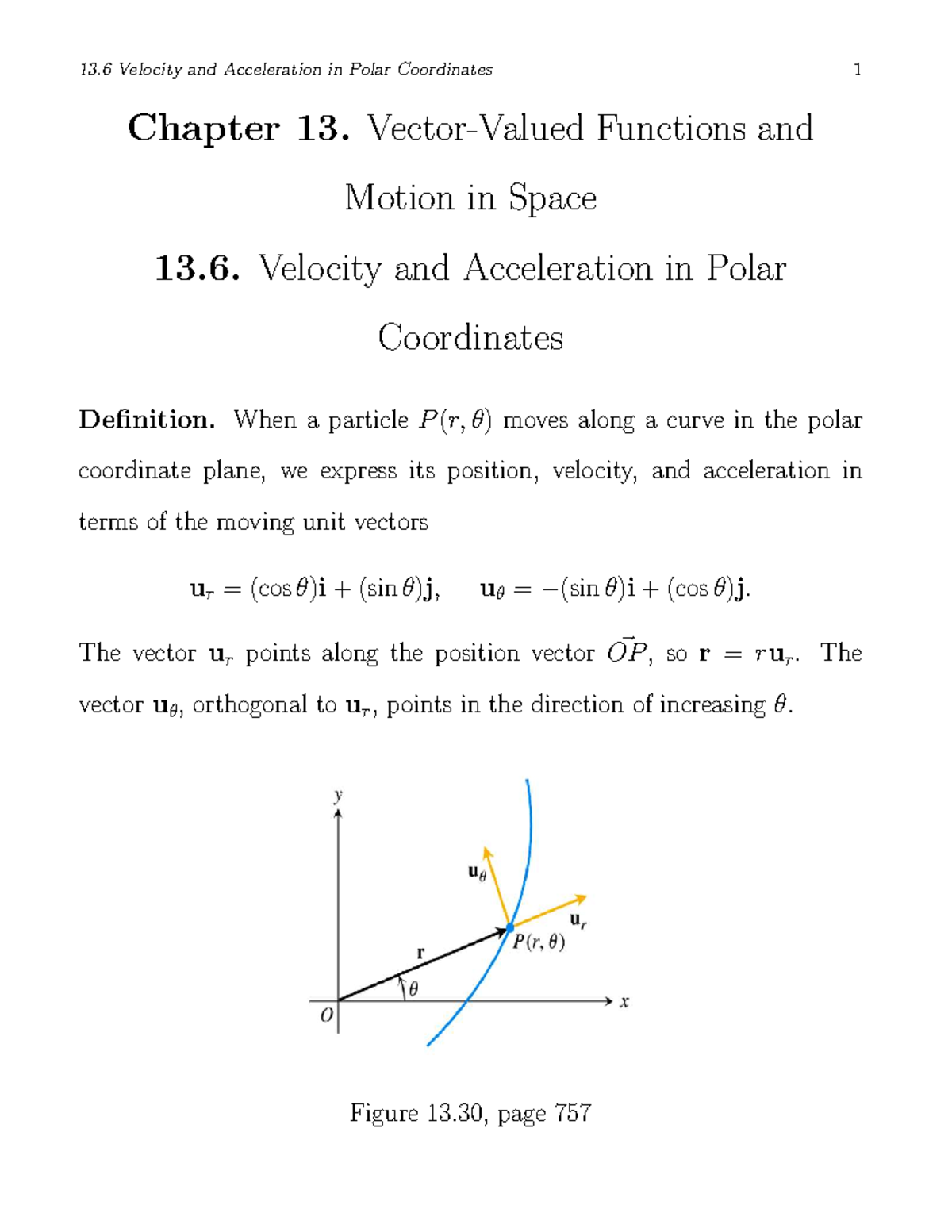 Velocity and Acceleration in Polar Coordinates - Chapter 13. Vector ...