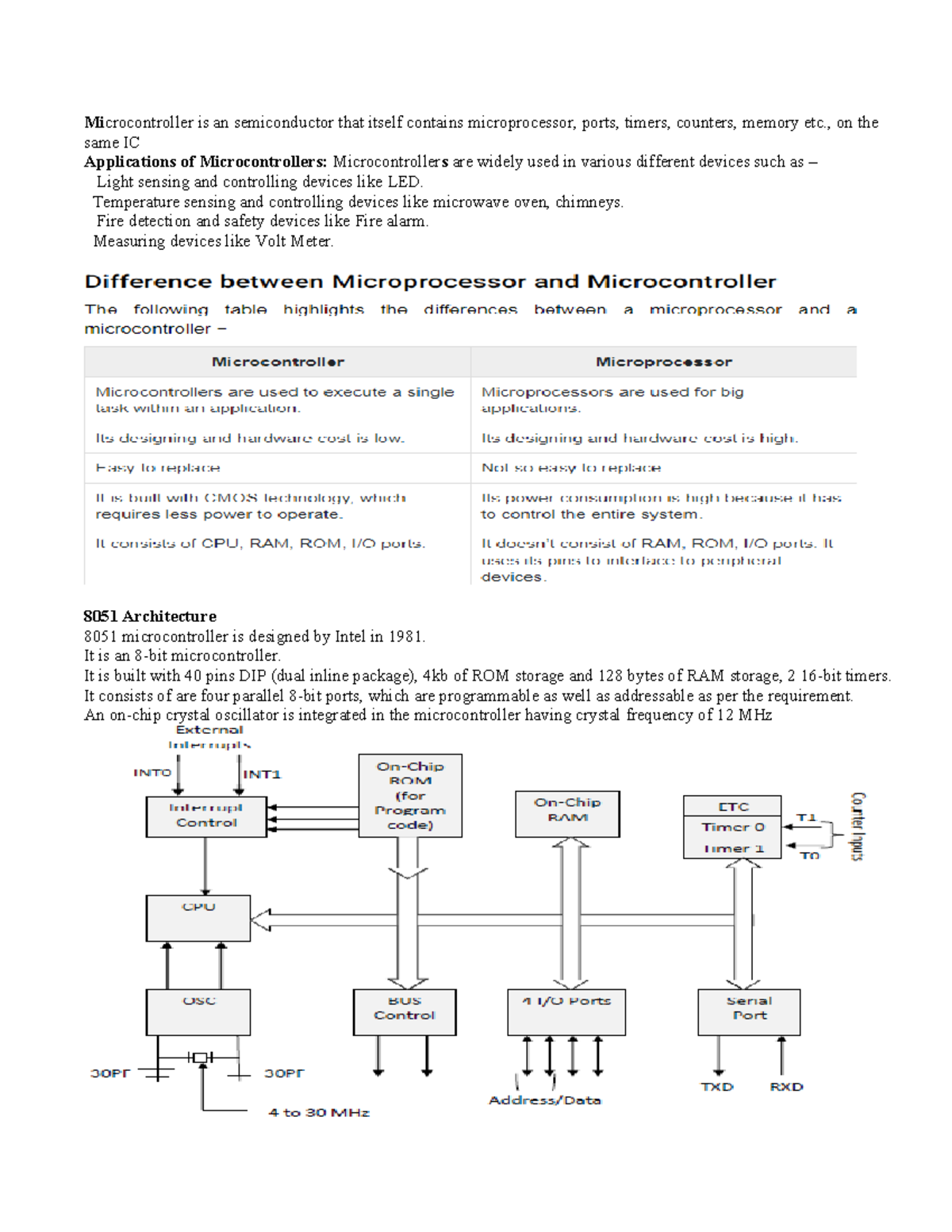 Microcontroller Overview and Applications - CS101 - Studocu