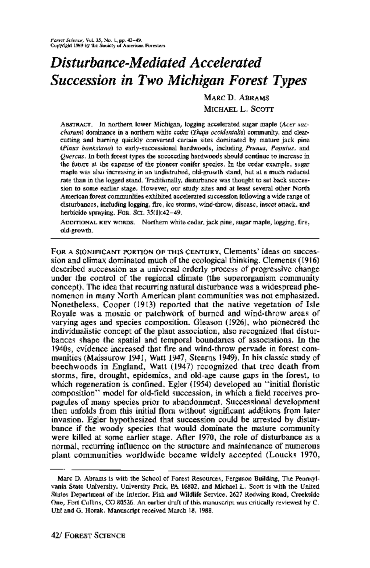 Disturbance-Mediated Accelerated Succession in Michigan Forest Types ...