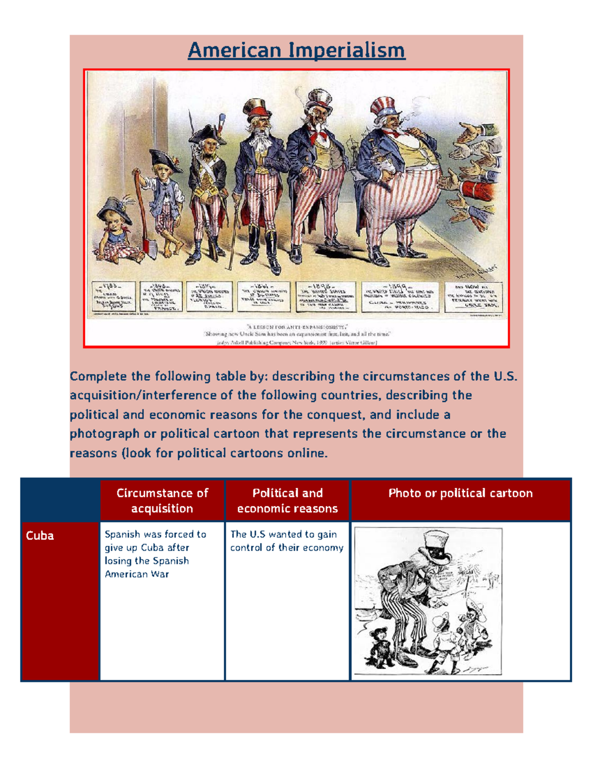 American Imperialism Brief Assignment - American Imperialism Complete ...