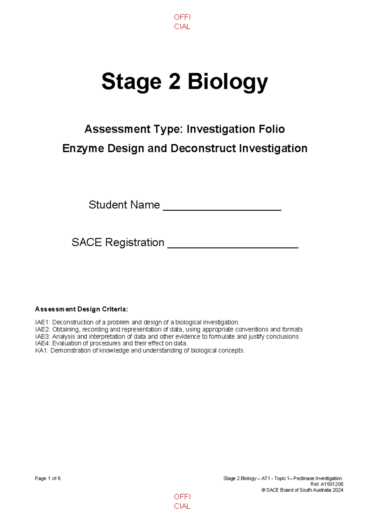 Stage 2 Biology AT1: Pectinase Investigation and Enzyme Activity ...