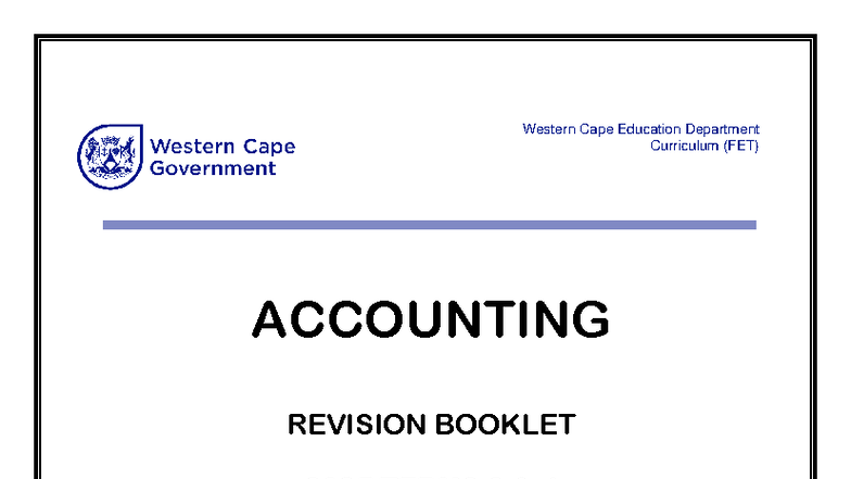 Gr 10 Accounting (FET) 2025 Term 3 & 4 Revision Guide - Studocu