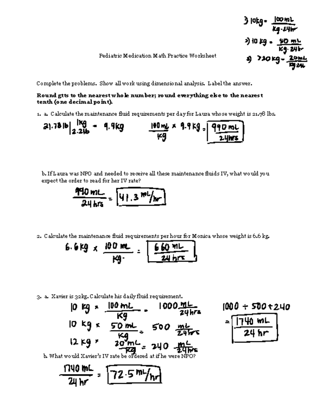 Pediatric Medication Math Practice Worksheet (Final Exam) - Studocu