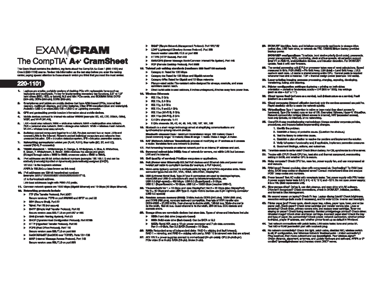Comptia A+ Core 1 Notes - Professor Messer’s CompTIA 220-1001 Core 1 A+ ...