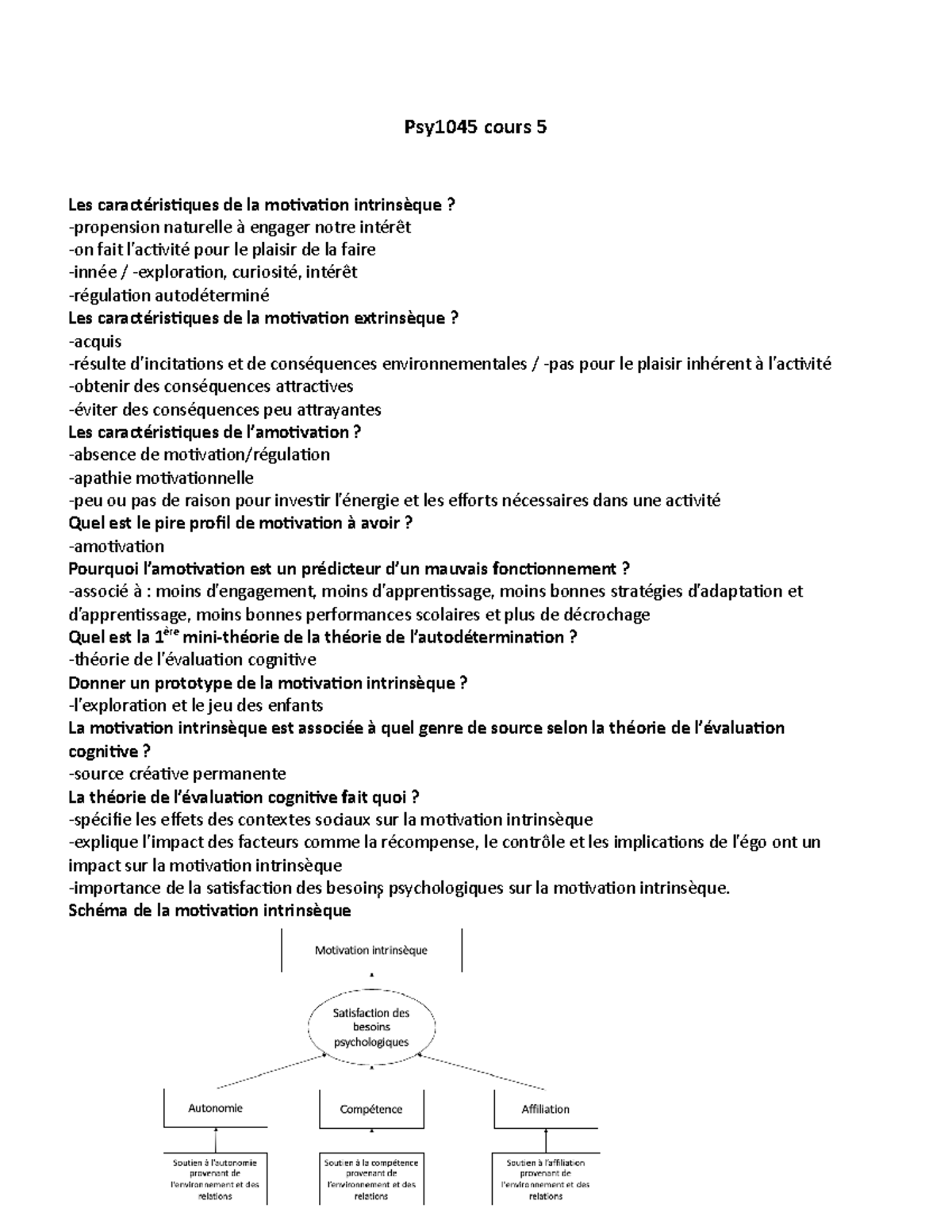 Psy1045 cours 5 - Schéma de la motivation intrinsèque Combien de ...