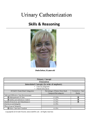 Urosepsis-Case Study- Keith RN - Urinary Tract Infection/Urosepsis Jean ...