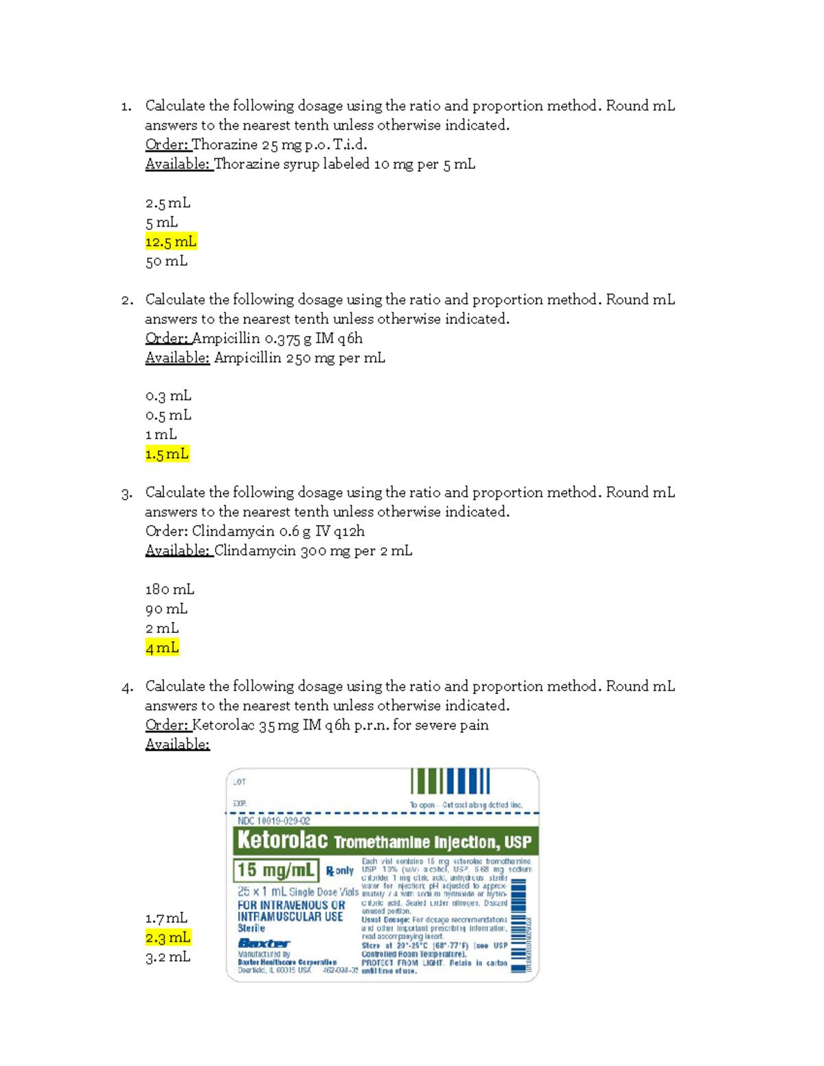 Module 3: Dosage Calculation Using Ratio & Proportion - Post-Test - Studocu