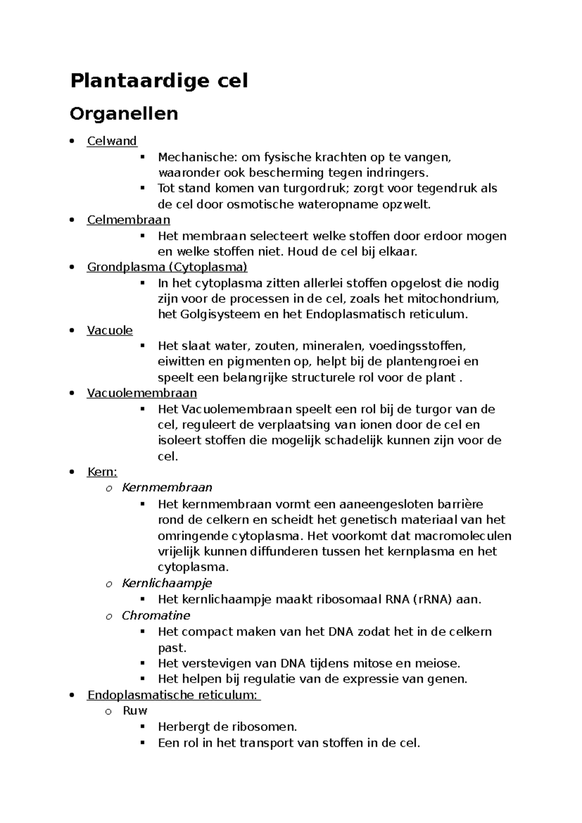 Plantaardige Cel: Een Overzicht van Organellen en Hun Functies ...