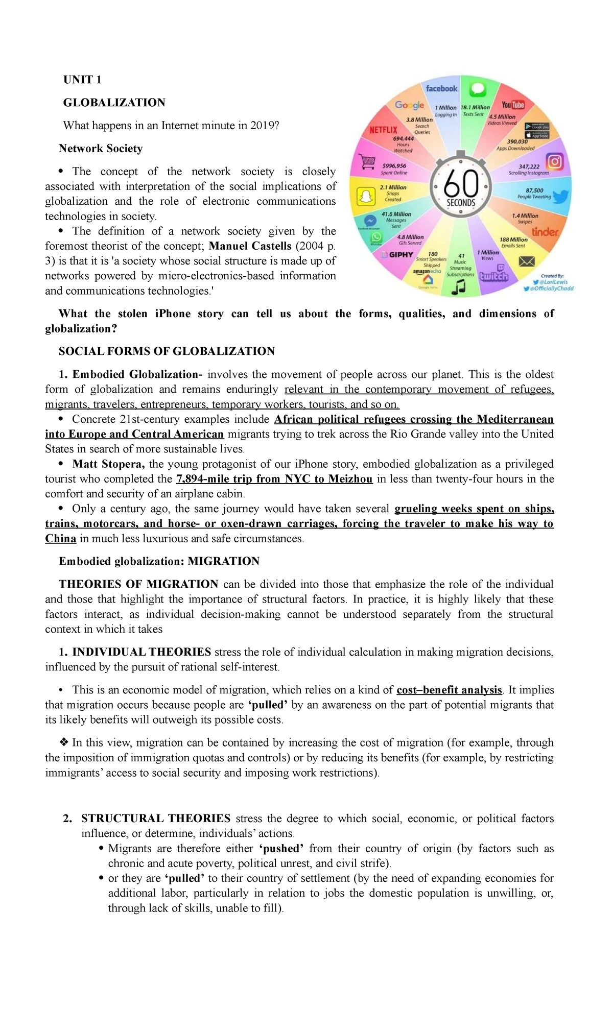 UNIT 1: Globalization and the Network Society - A 2019 Overview - Studocu