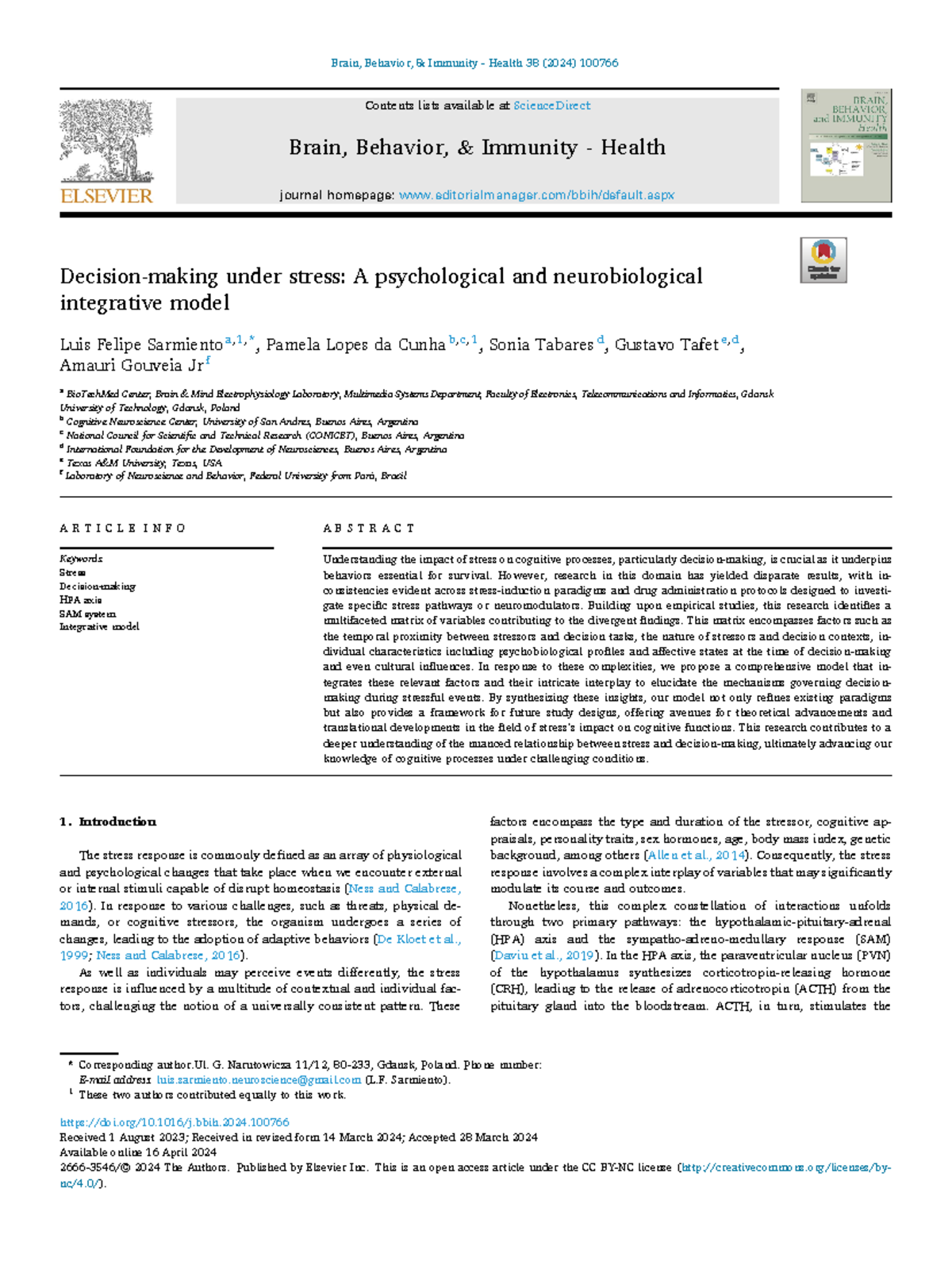 **Integrating Stress and Decision-Making: A Neurobiological Perspective ...