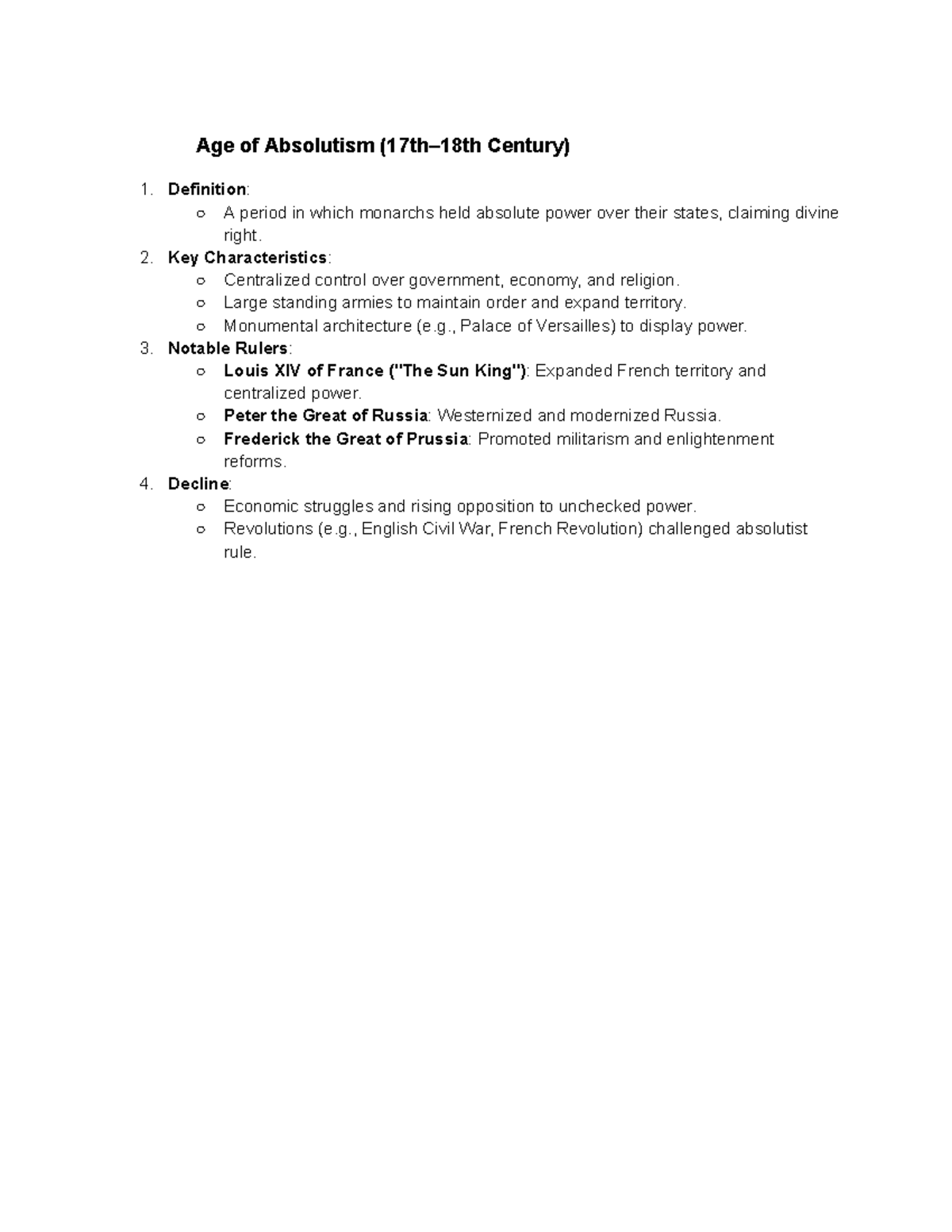 Age of Absolutism (17th–18th Century) - Age of Absolutism (17th–18th ...