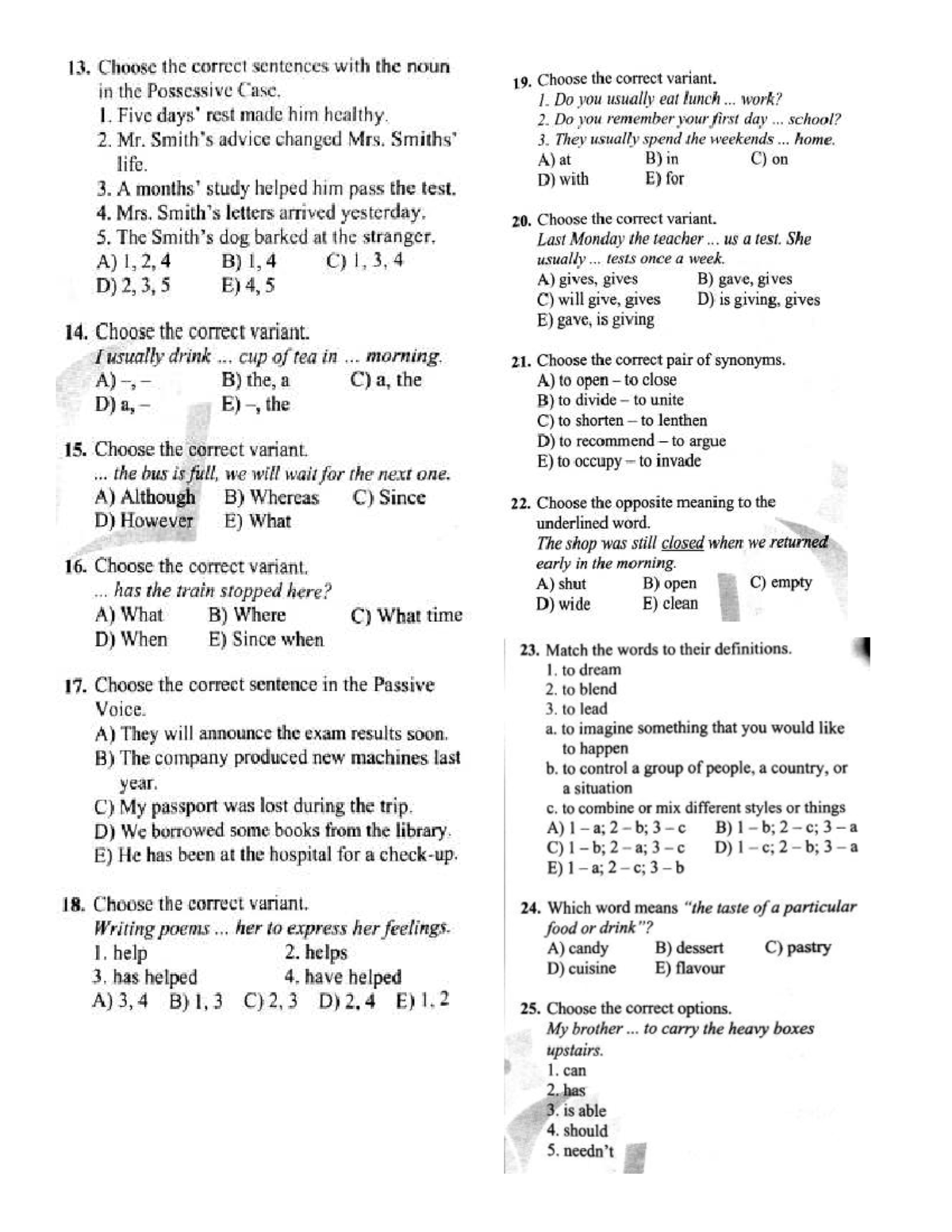 NN 31-40 Grammar and Vocabulary Practice Questions - Studocu