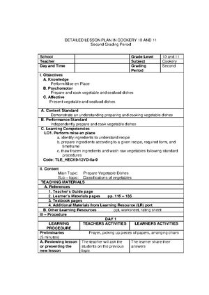 Rubrics IN Cooking - A rubric for performance task - Group ...