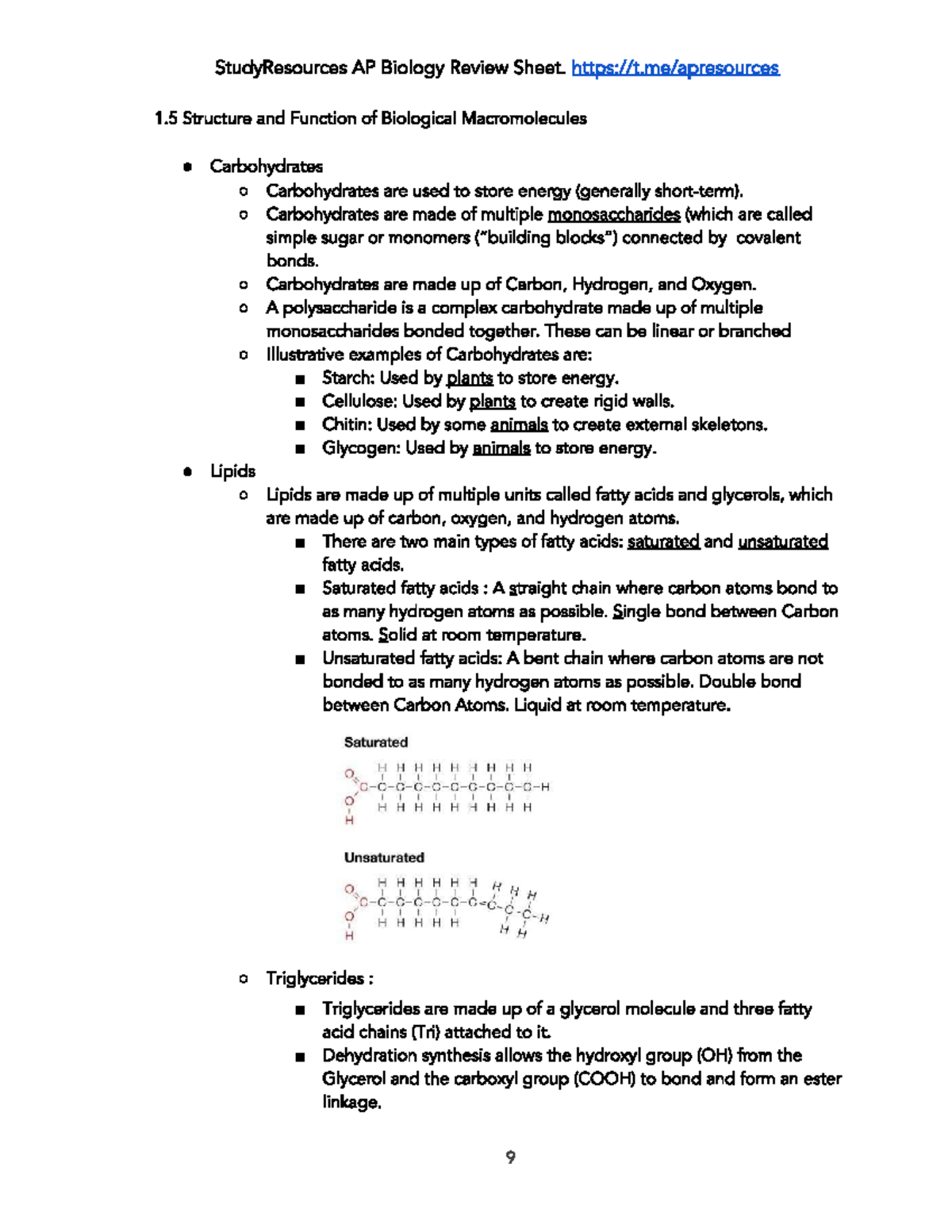 Biology Notes Part 3 - StudyResources AP Biology Review Sheet. 1 ...