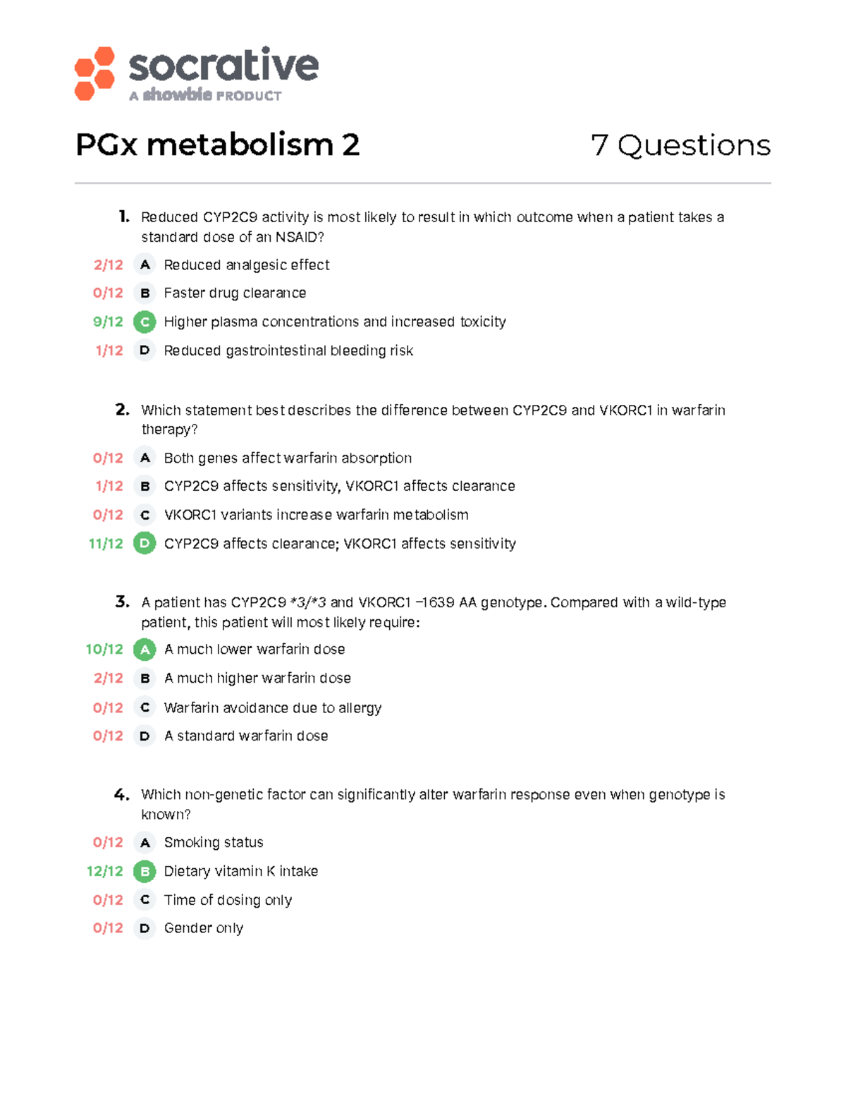 PGx Metabolism 2: Key Questions and Answers for Quiz 2026 - Studocu