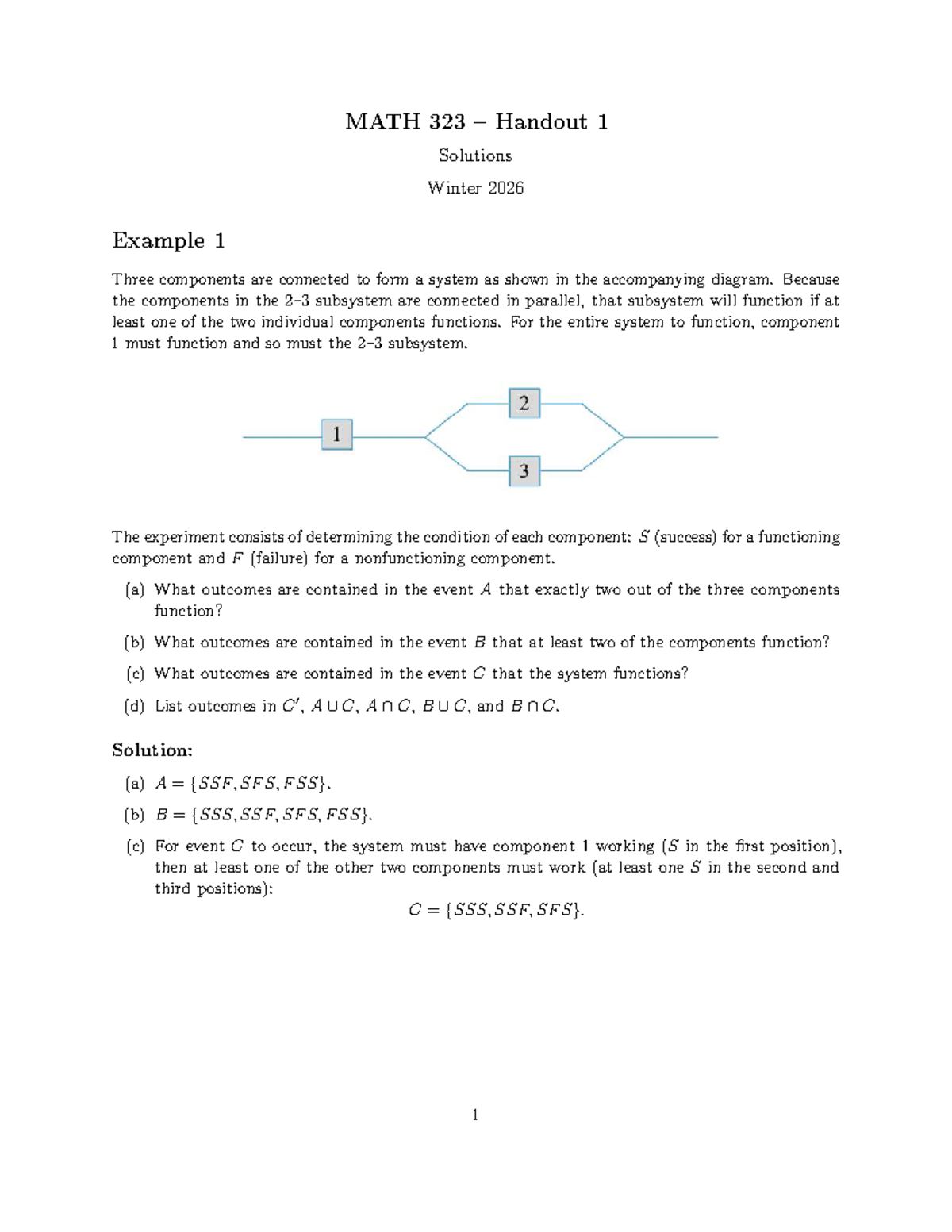 MATH 323 Winter 2026 Handout 1 Solutions on Component Systems - Studocu