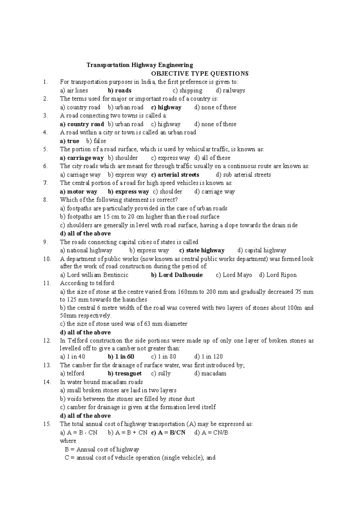 Transportation - Question and answer - Transportation Highway ...