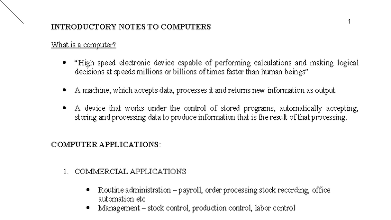 COMP 101: Introductory Notes on Computer Systems and Architecture - Studocu