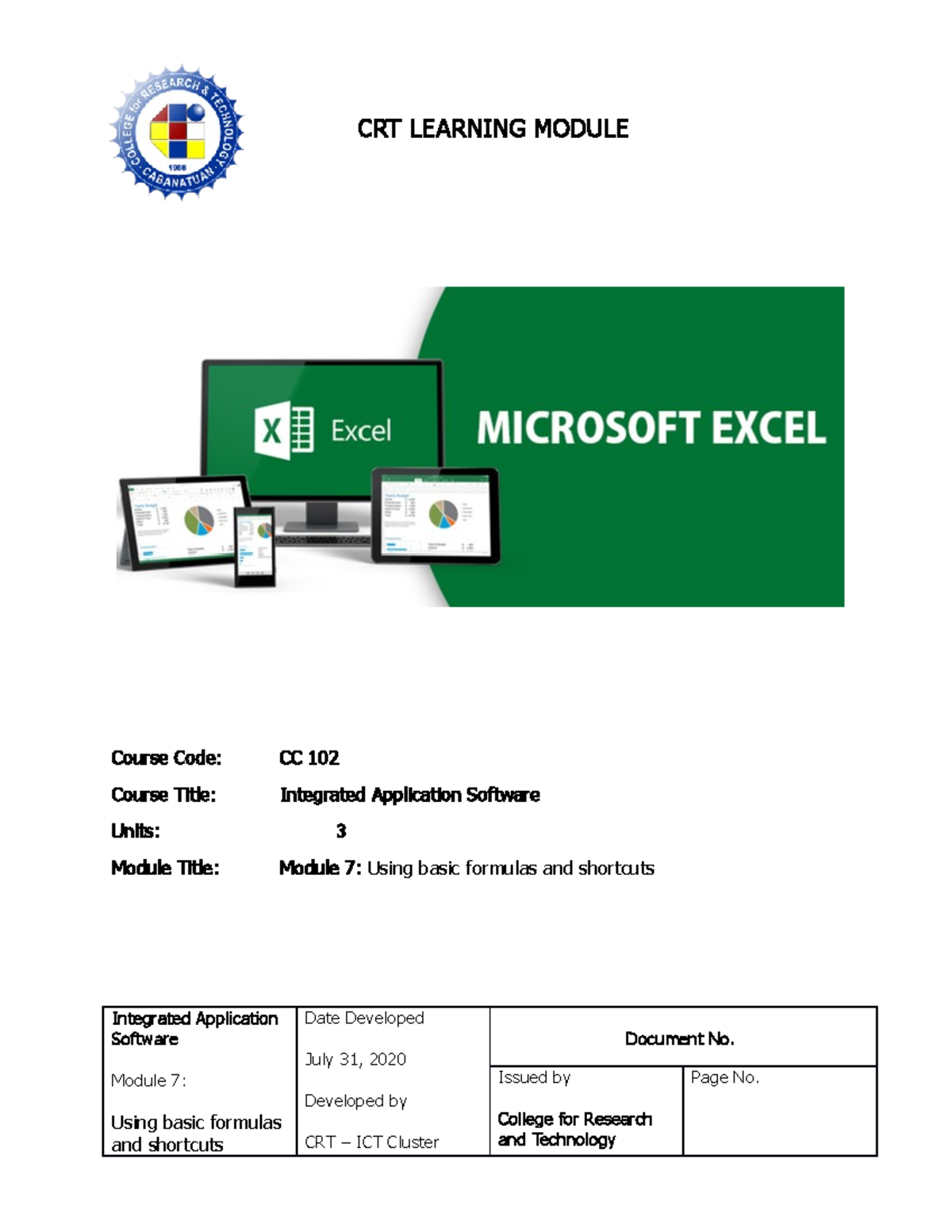 Module 7 Integrated Application Software - CRT LEARNING MODULE Course ...